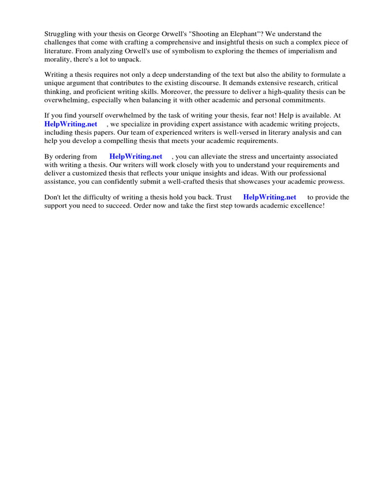 George Orwells Thesis in Shooting An Elephant | Download Free PDF | George Orwell