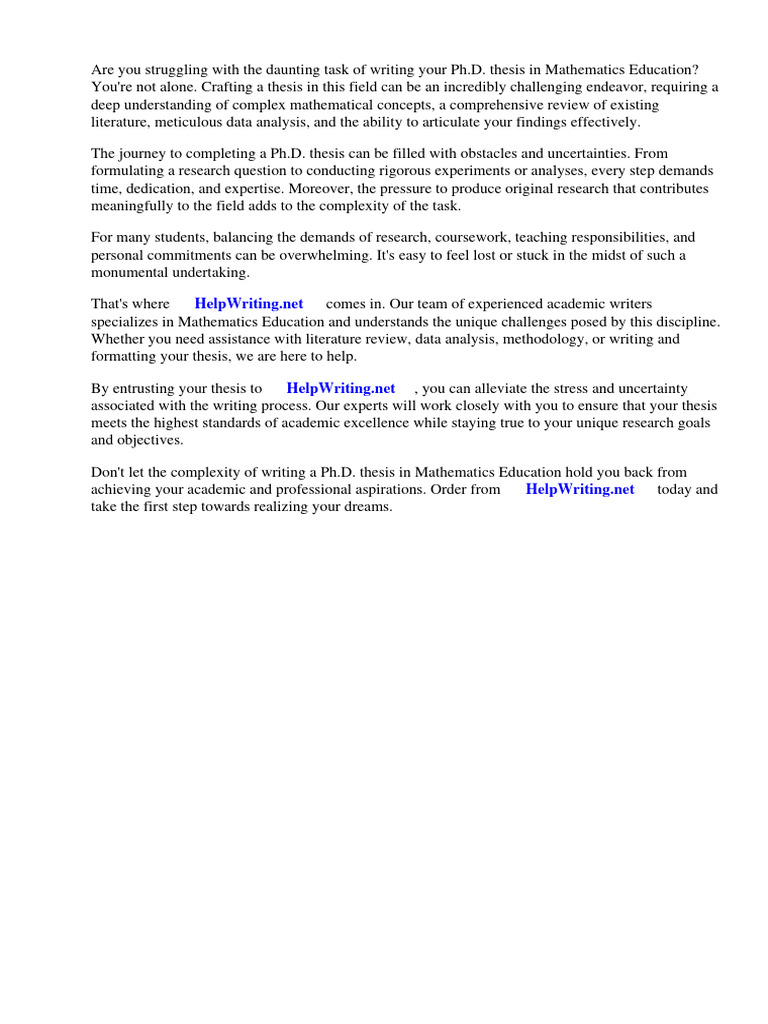 PHD Thesis in Mathematics Education | PDF | Mathematics | Thesis