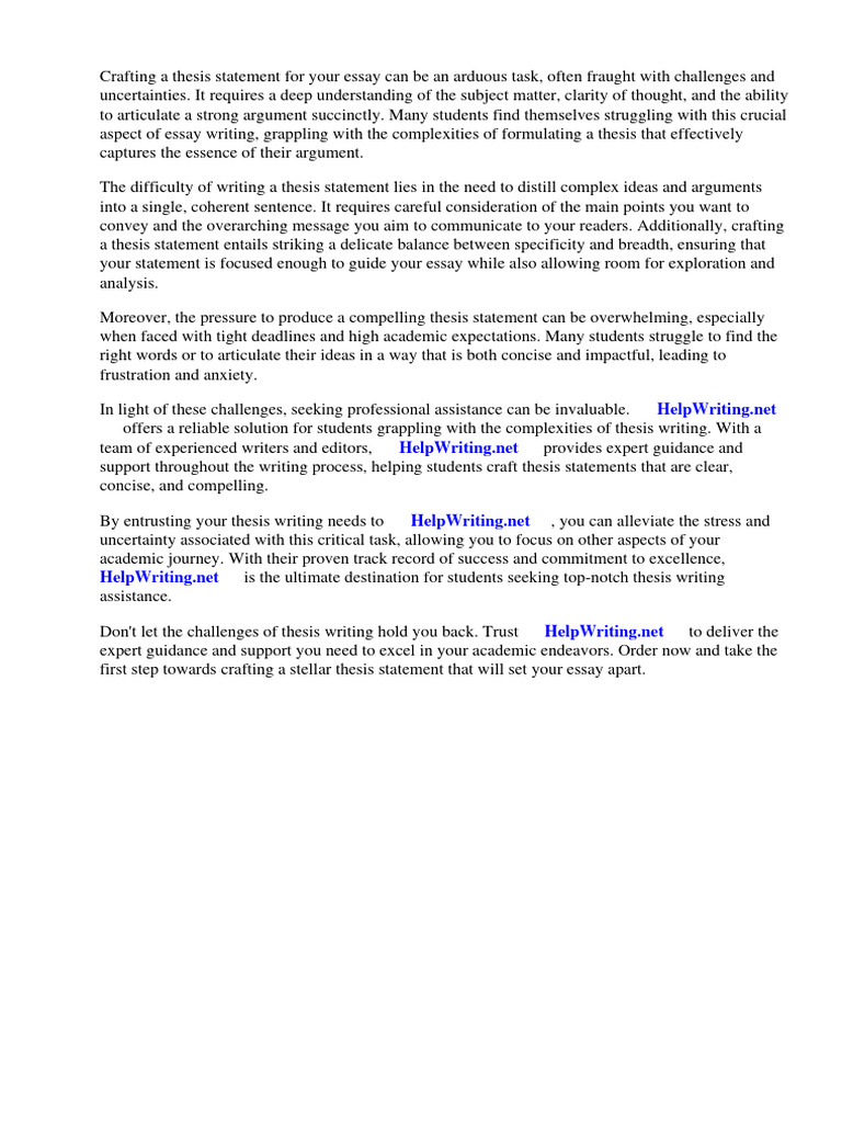 Thesis Statements Examples For Essays | PDF | Thesis | Essays