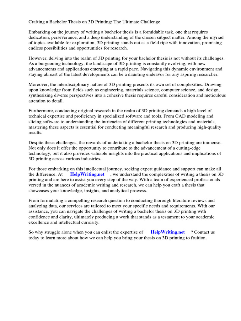 Bachelor Thesis 3d Printing | PDF | 3 D Printing | Printer (Computing)