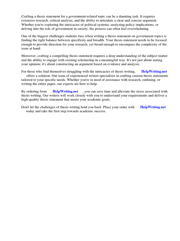 Thesis Statement Examples Government | PDF | Essays | Thesis