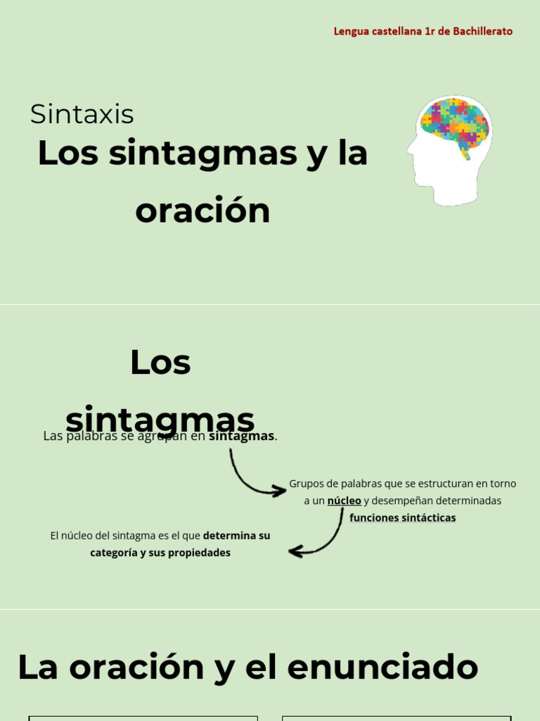 Sintaxis: Oraciones y Sintagmas | PDF | Asunto (gramática) | Verbo