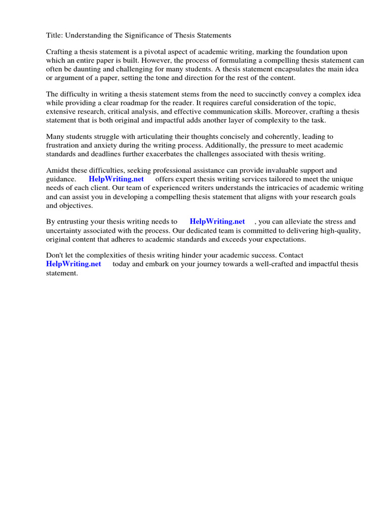 Thesis Statement Meaning | PDF | Essays | Thesis