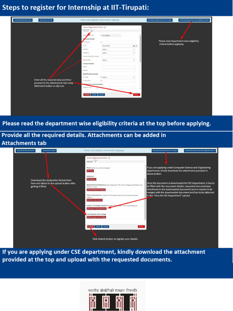 IIT-Tirupati Internship Registration Steps | PDF