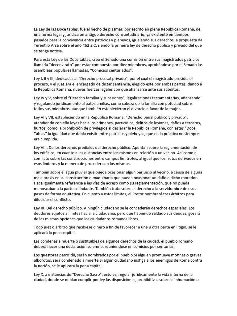 La Ley de Las Doce Tablas | PDF | Republica Romana | Europa antigua