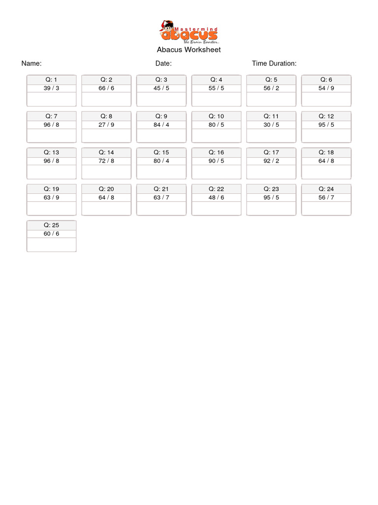 Abacus Division 2X2 | PDF | Home & Garden | Science & Mathematics