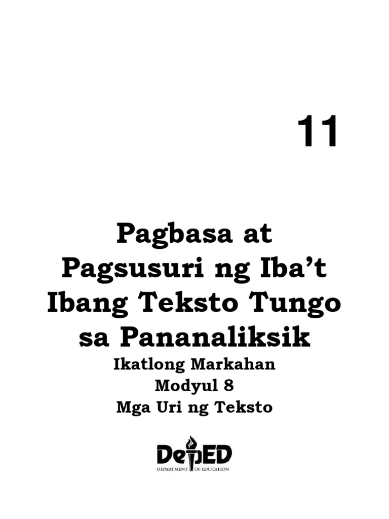 Revised Module 8 Pagbasa Unang Markahan | PDF