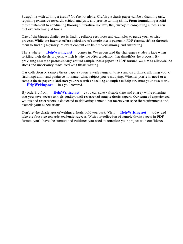 Free Sample Thesis Papers PDF Guide | PDF | Thesis | Banks