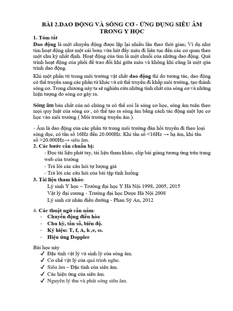 Hướng Dẫn Bài 2 Dao Động - Âm | PDF