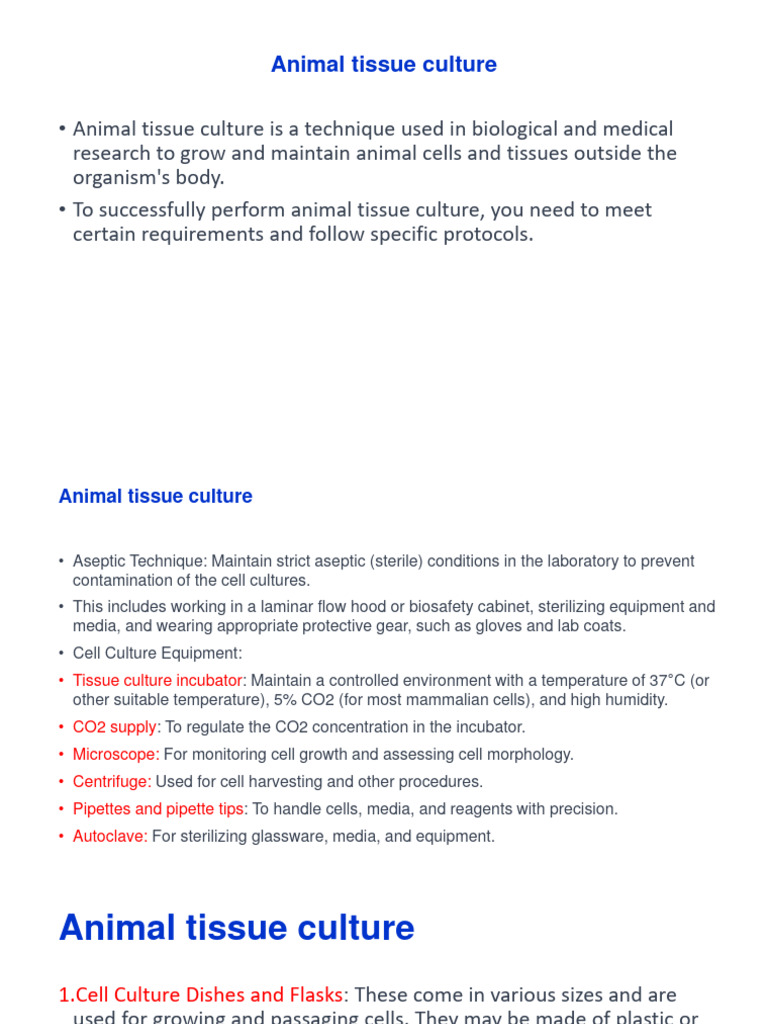 Animal Tissue Culture 1 | PDF | Cell Culture | Growth Medium