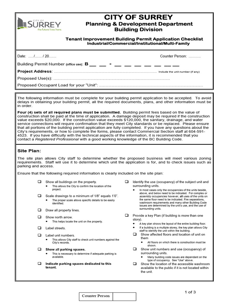 Tenant Improvement Application Checklist | PDF | Stairs | Accessibility