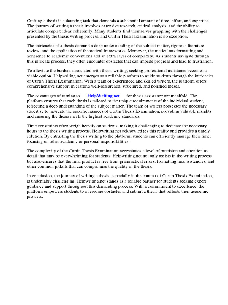 Curtin Thesis Examination | PDF | Thesis