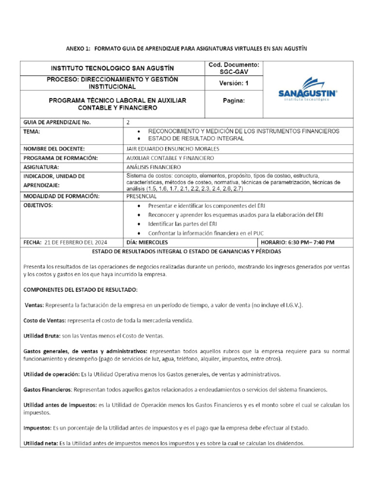 Análisis Financiero (A2024) - 3noche-Cyf 111122222333344 | PDF