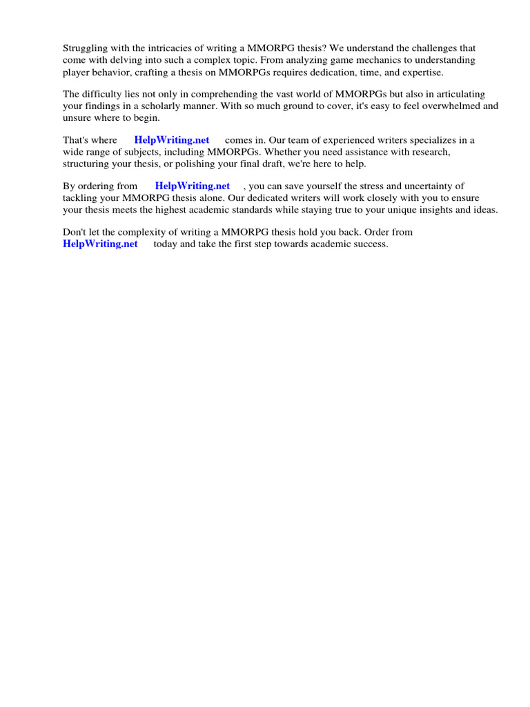 Mmorpg Thesis | PDF | World Of Warcraft