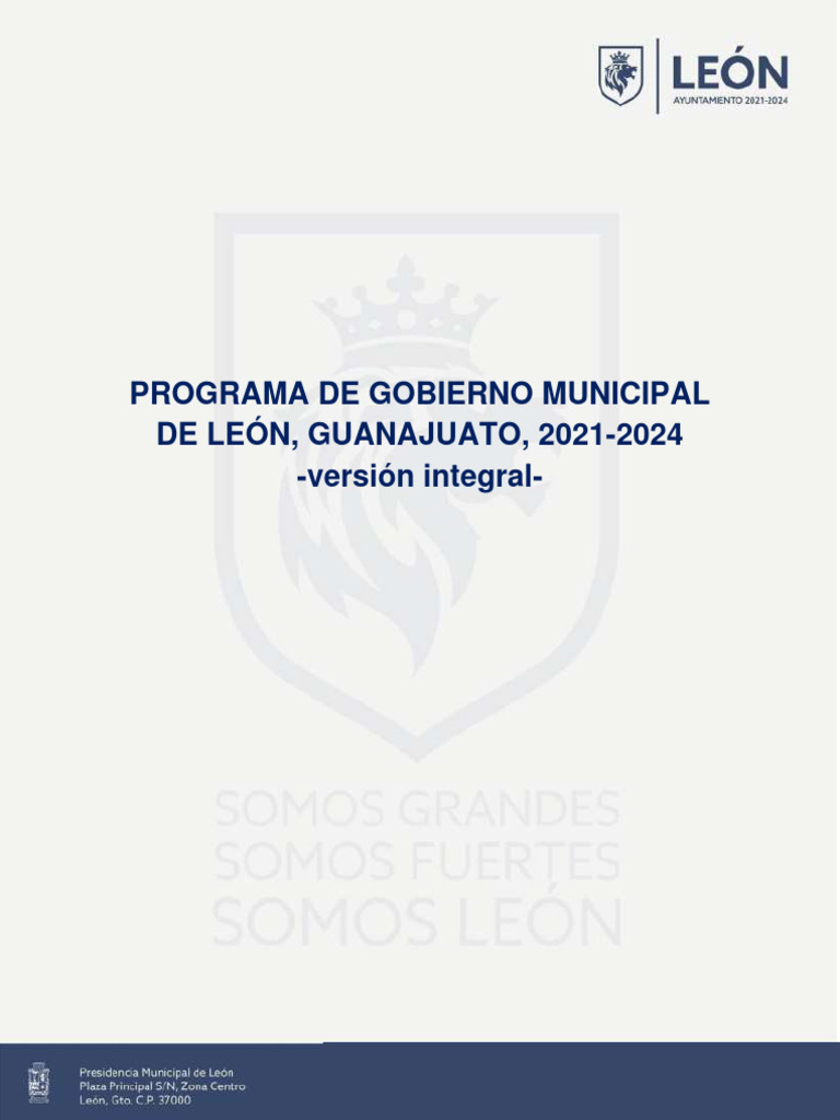 Programa de Gobierno de Leon 2021 2024 Aprobado Por Aytto 16dic ...