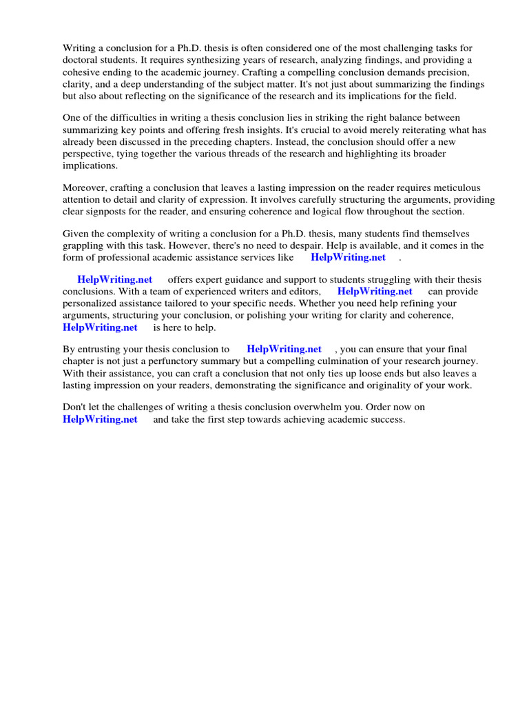 How To Write Conclusion Of PHD Thesis PDF Thesis Essays