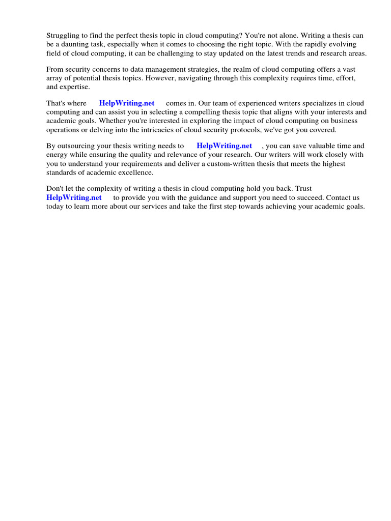 Thesis Topics in Cloud Computing | PDF | Cloud Computing | Computing