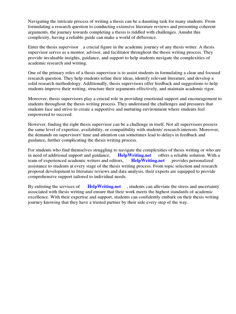 What Does A Thesis Supervisor Do | PDF | Thesis