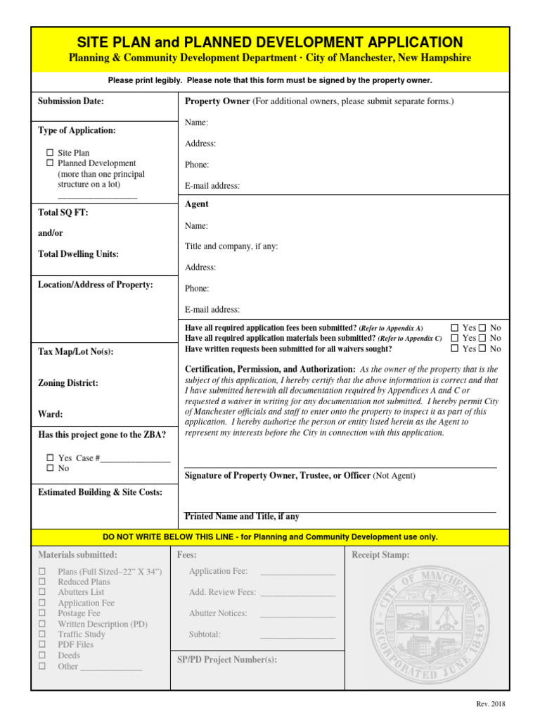 Manchester Site Plan Application Guide | PDF | Easement