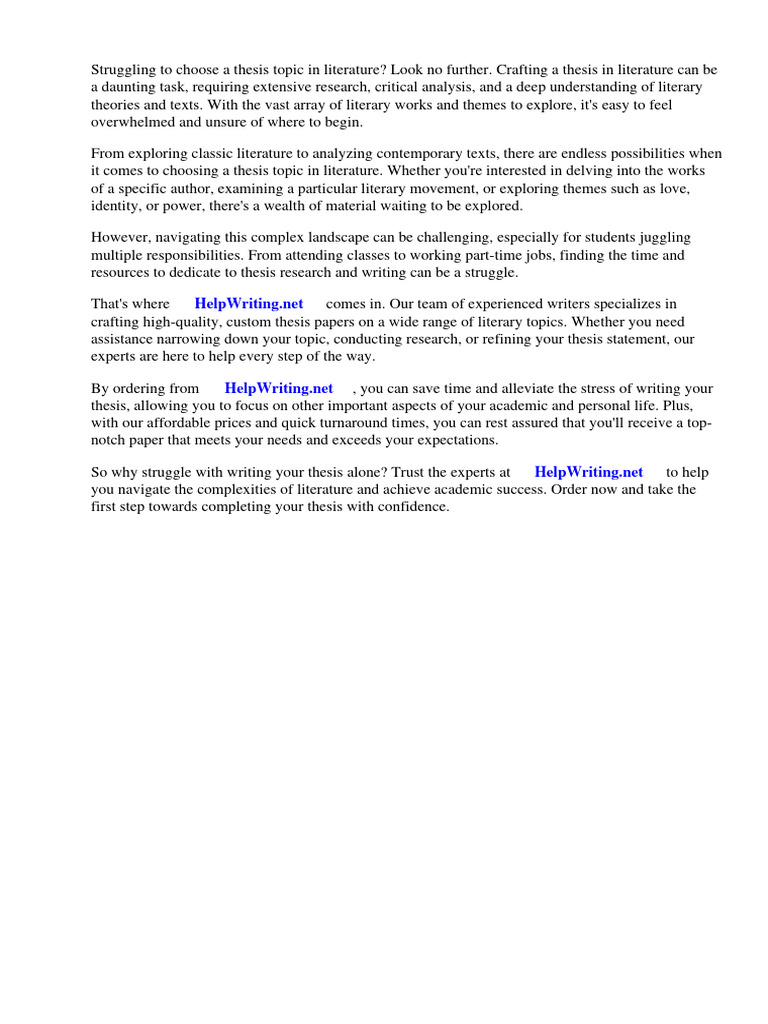 List of Thesis Topics in Literature | PDF | Thesis | Essays