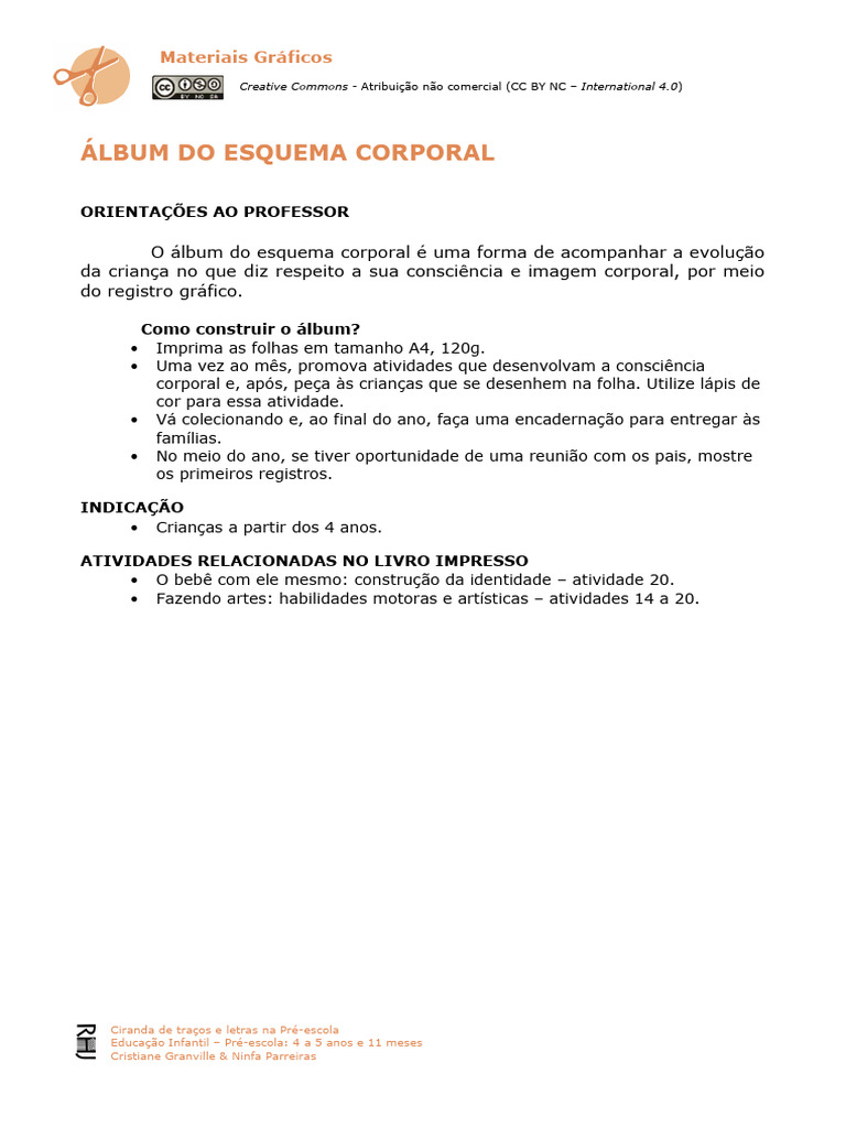 Album Do Esquema Corporal | PDF | Pré-escola