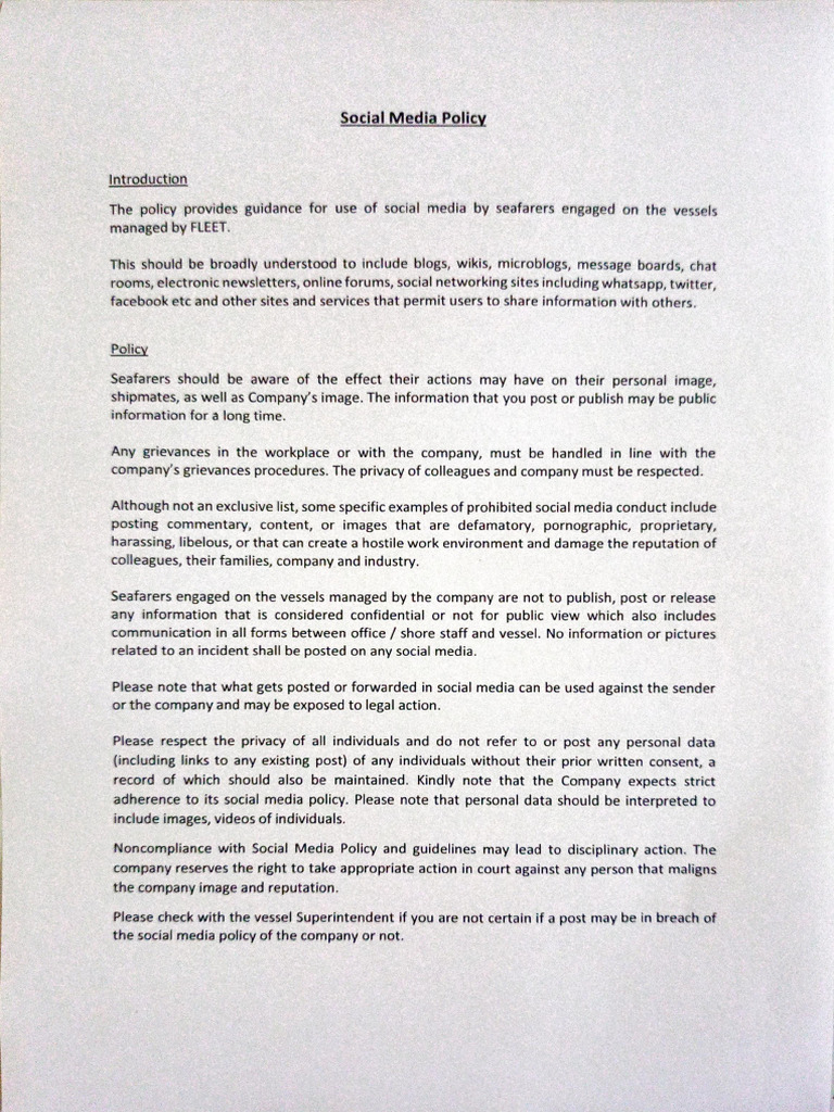 Social Media Policy | PDF