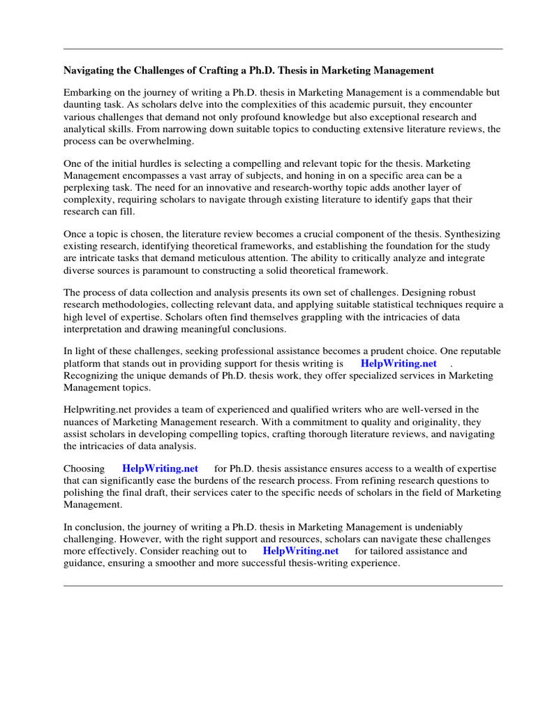Topics For PHD Thesis On Marketing Management | Download Free PDF ...