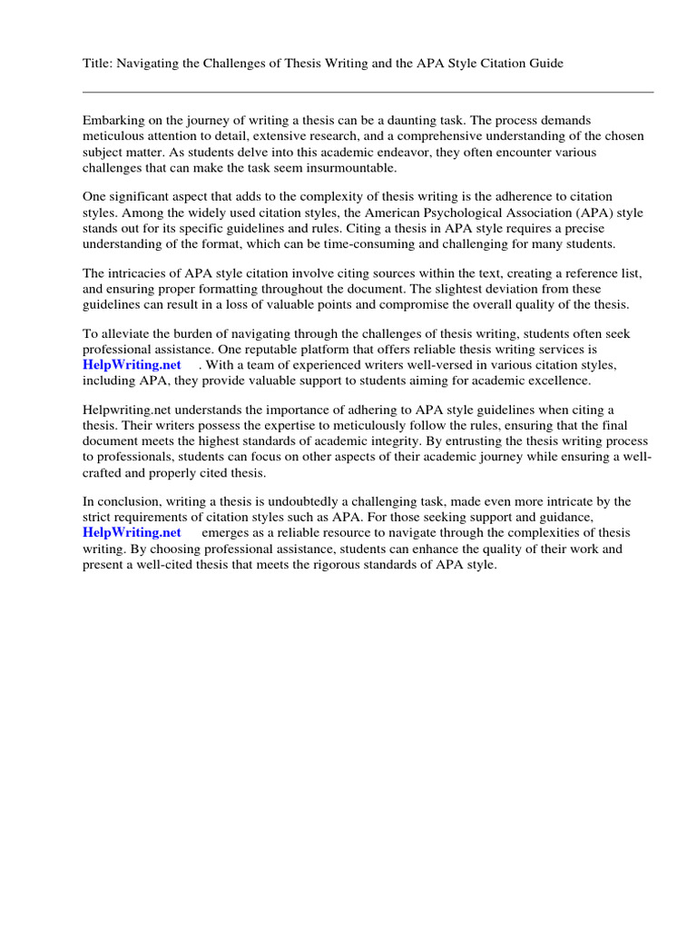 How To Cite Thesis Apa Style | PDF | Apa Style | Citation