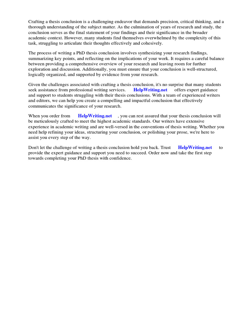 How To Write PHD Thesis Conclusion | Download Free PDF | Essays | Thesis