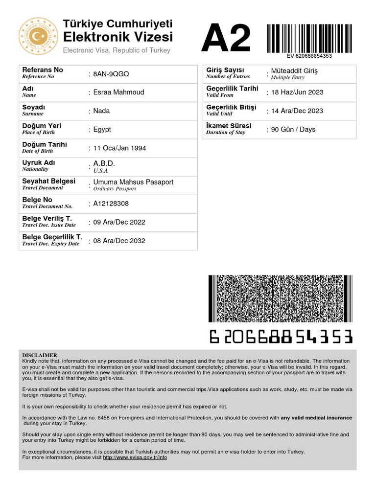 TR - EVisa - 620668854353 7 | PDF | Immigration Law | Human Migration
