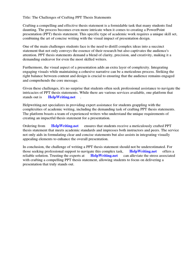 Thesis Statements | PDF