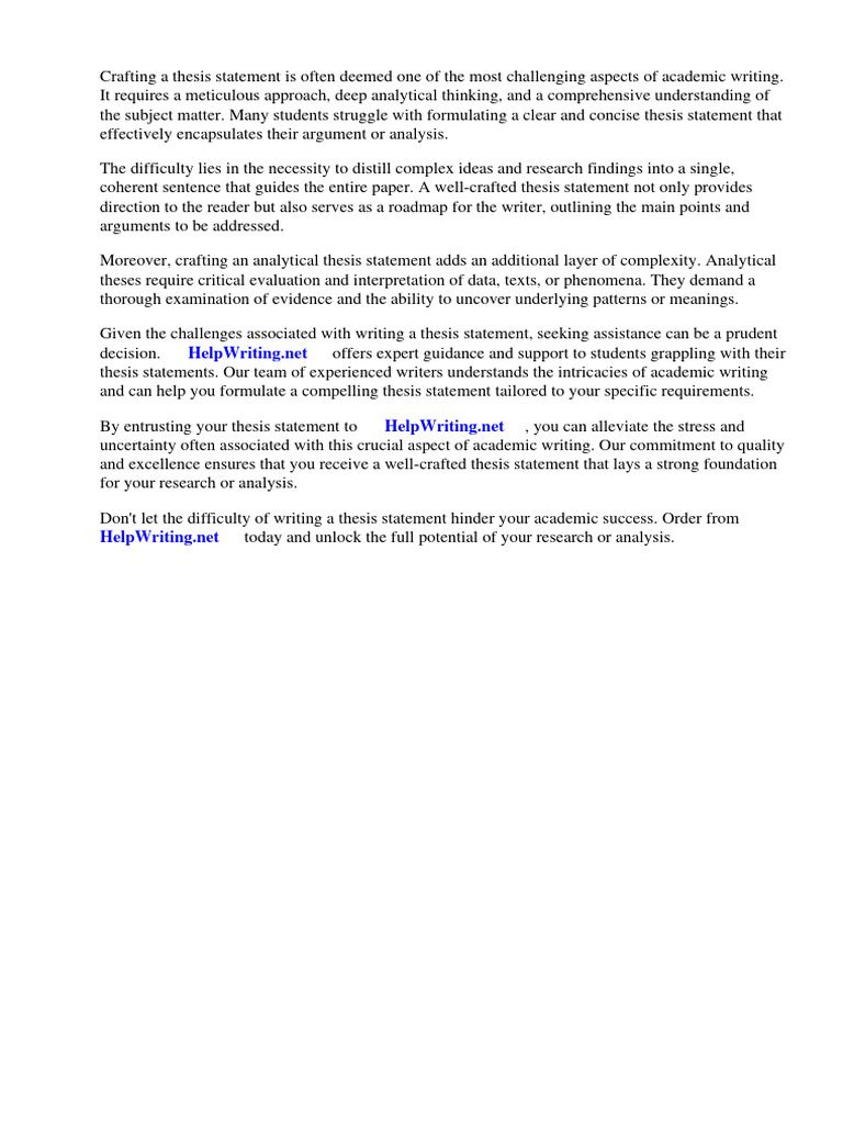 Thesis Statement Analytical Examples | PDF | Essays | Thesis