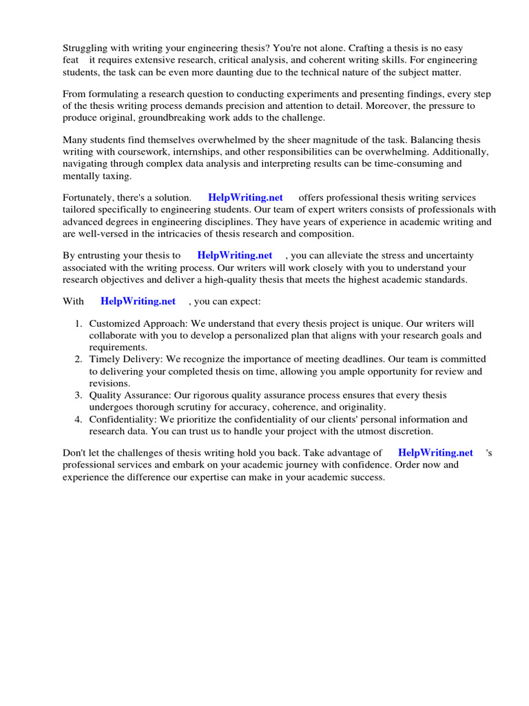 Engineering Thesis Writing Help Services | PDF | Thesis | Expert