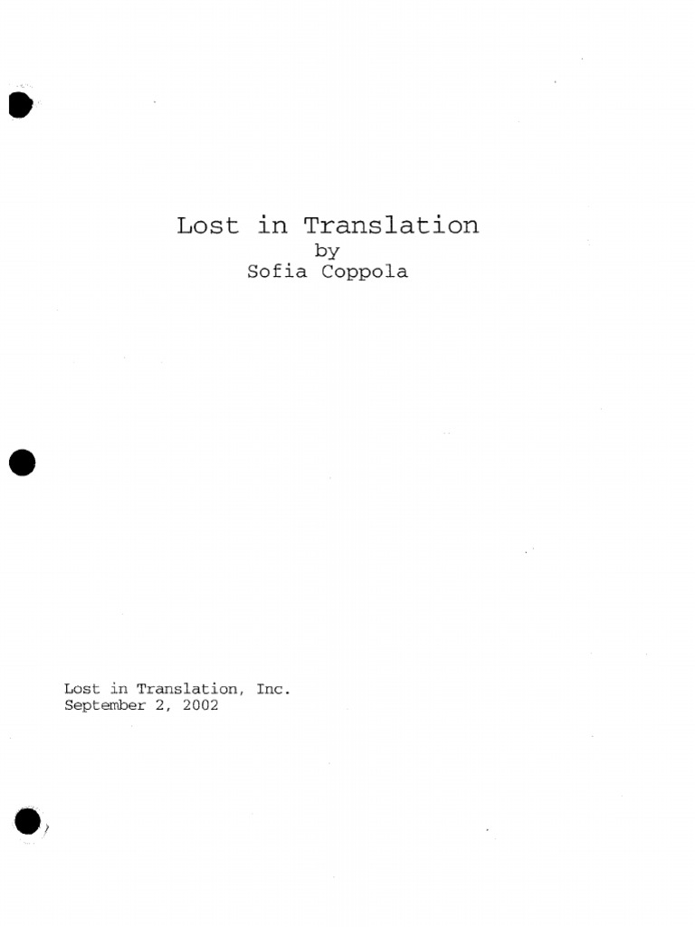 Lost in Translation Script 1 | PDF