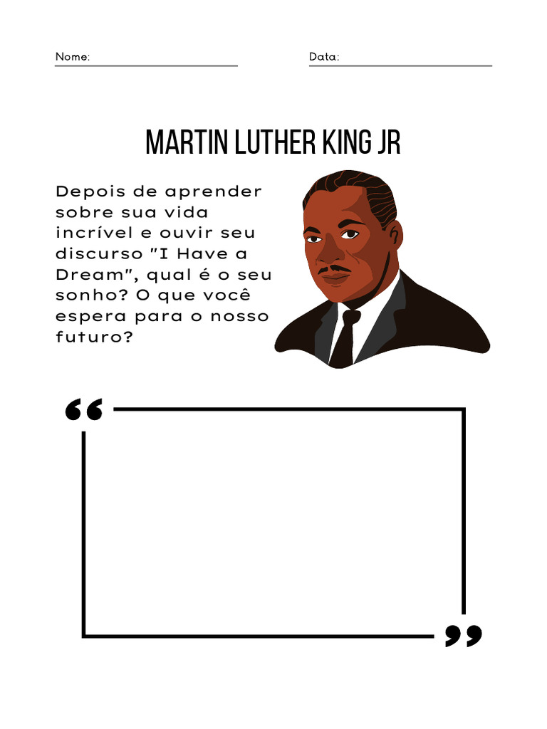 Atividade Martin Luther King | PDF | Martin Luther King Jr. | Não-violência