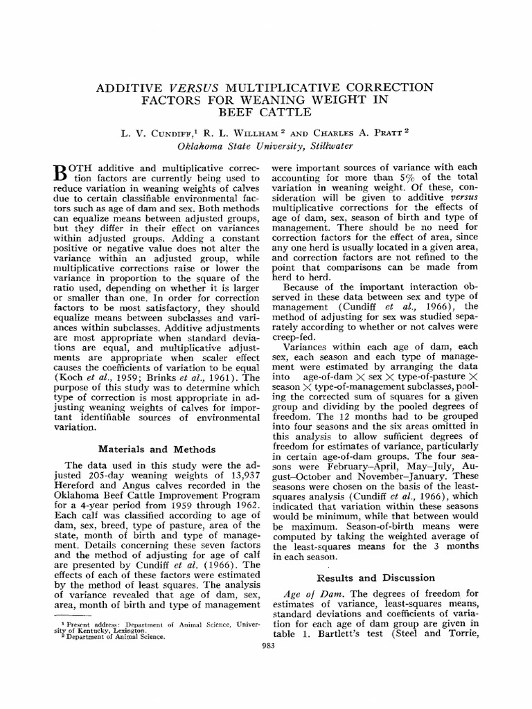 1966 - Additive Versus Multiplicative Correction - Cundiff | PDF | Standard Deviation ...
