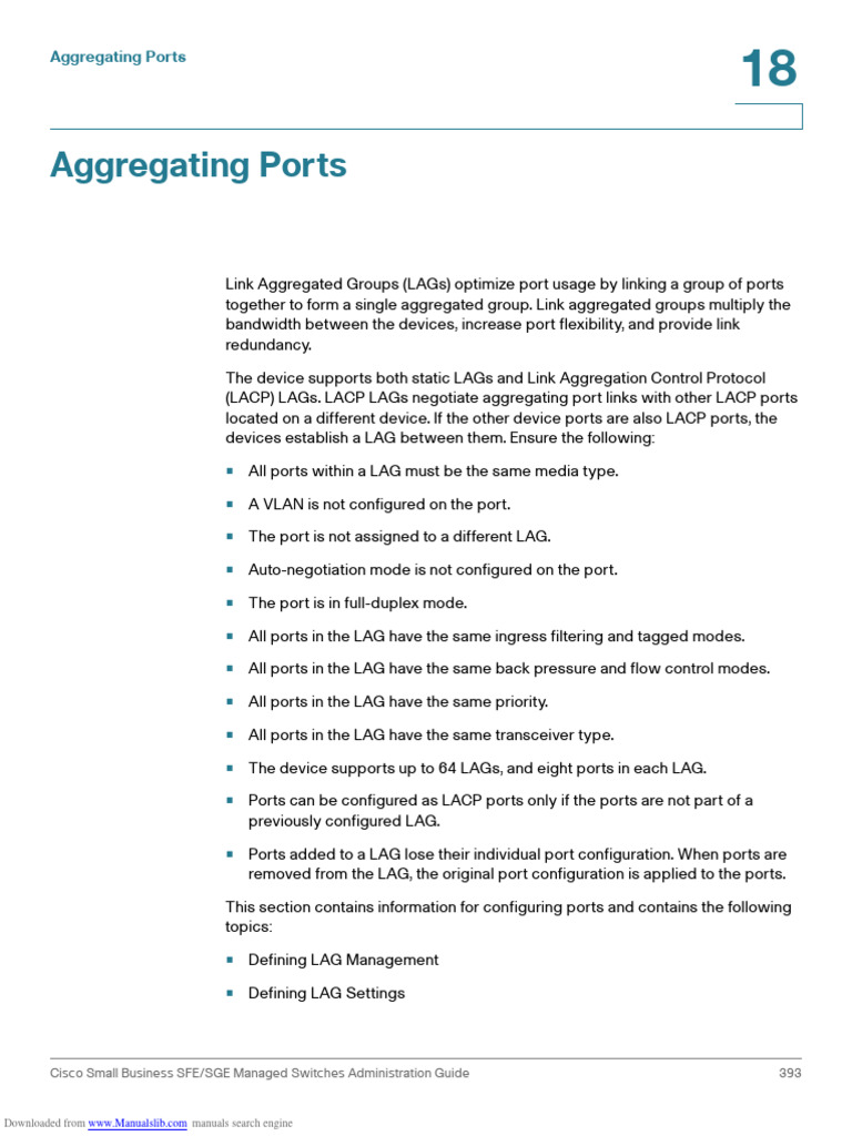 Aggregating Ports - Linksys Sge2000p | PDF | Network Switch | Communications Protocols