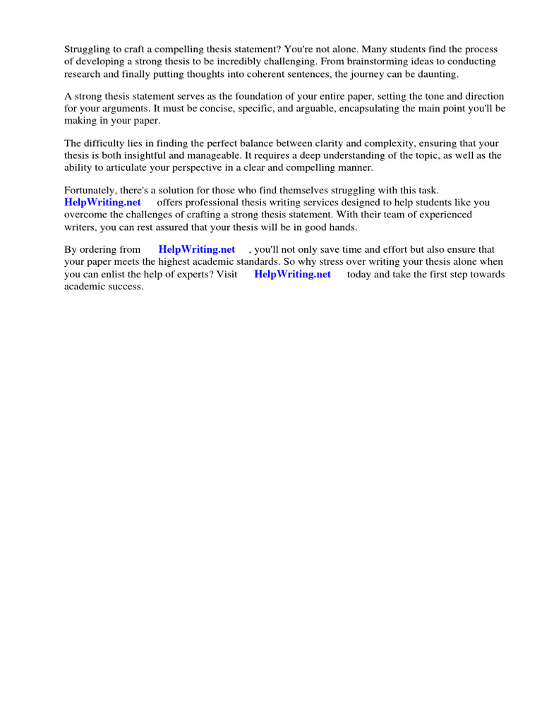 Example of A Strong Thesis Statement | PDF | Essays | Thesis