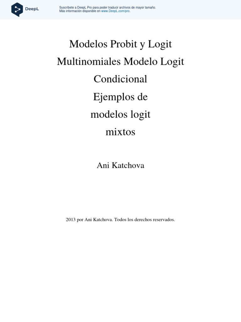 Multinomial Probit and Logit Models Examples es_unlocked | PDF | Regresión logística | Estadísticas