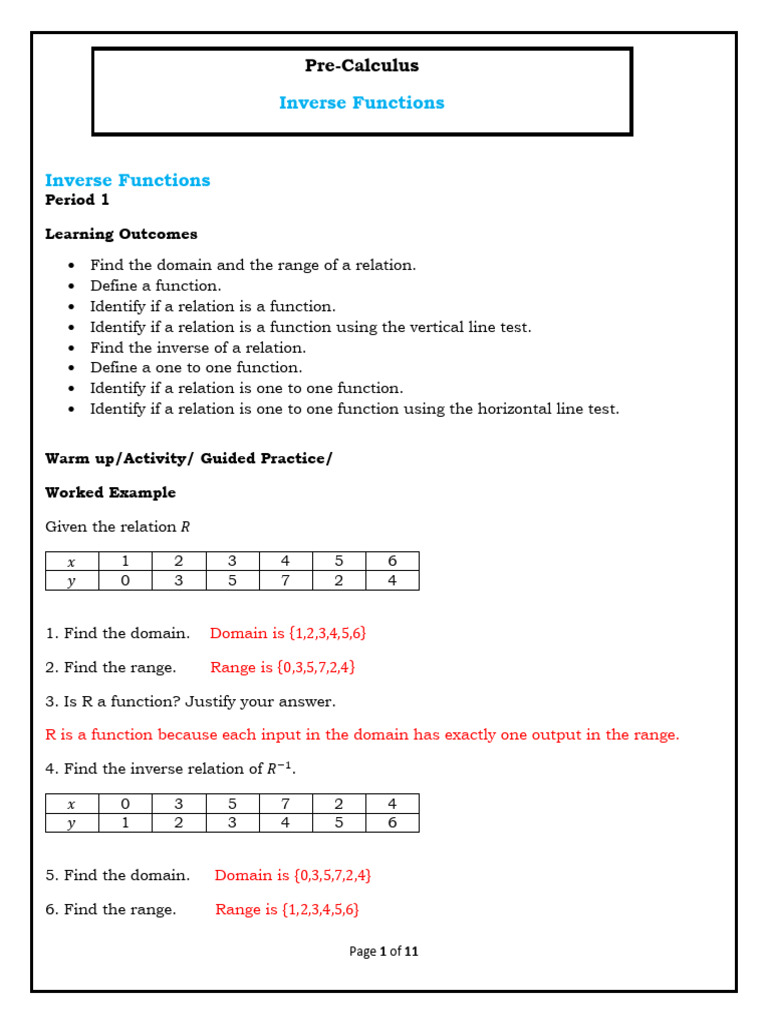 Inverse Functions Guide | PDF | Function (Mathematics) | Mathematical Logic