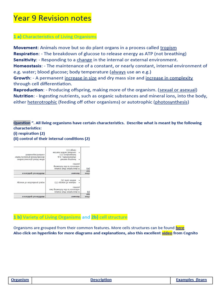 Year 9 Revision | PDF | Osmosis | Diffusion