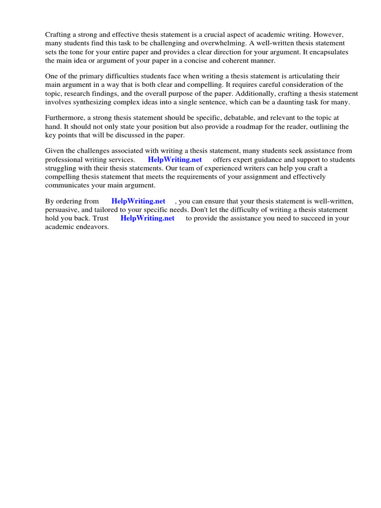 A Strong and Effective Thesis Statement Should Include | PDF | Essays ...