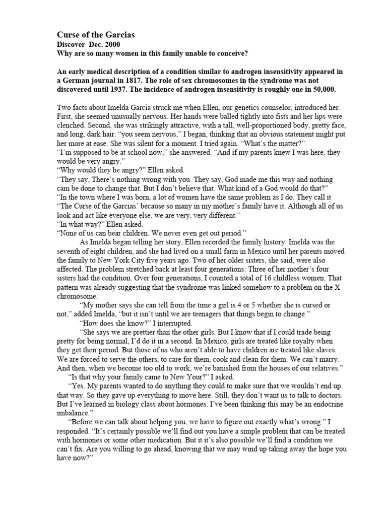 Curse of The Garcias | PDF | Testosterone | Testicle