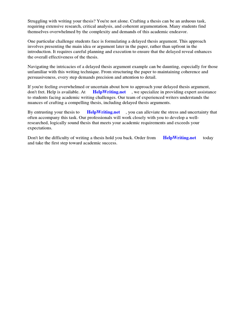 Delayed Thesis Argument Example | PDF | Essays | Argument