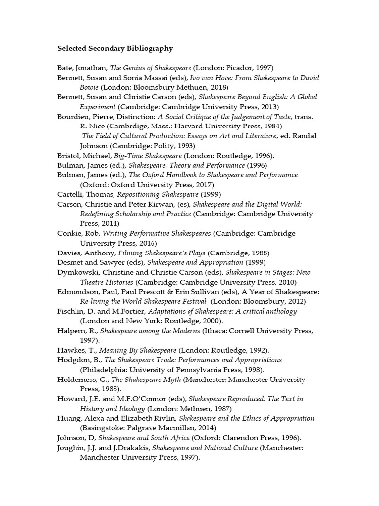Selected Secondary Bibliography | PDF | Publishing Companies | British ...