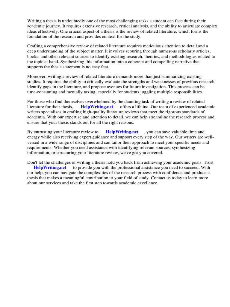 Mastering Your Thesis Literature Review | PDF | Thesis | Essays