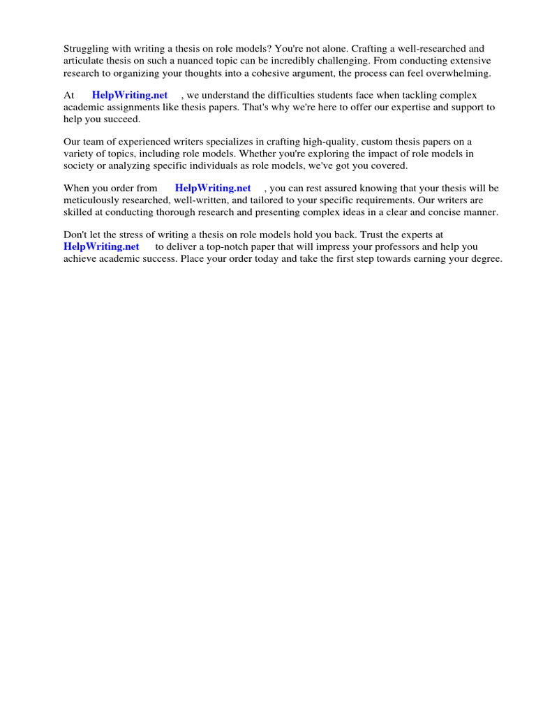 Role Model Thesis | PDF | Thesis | Essays