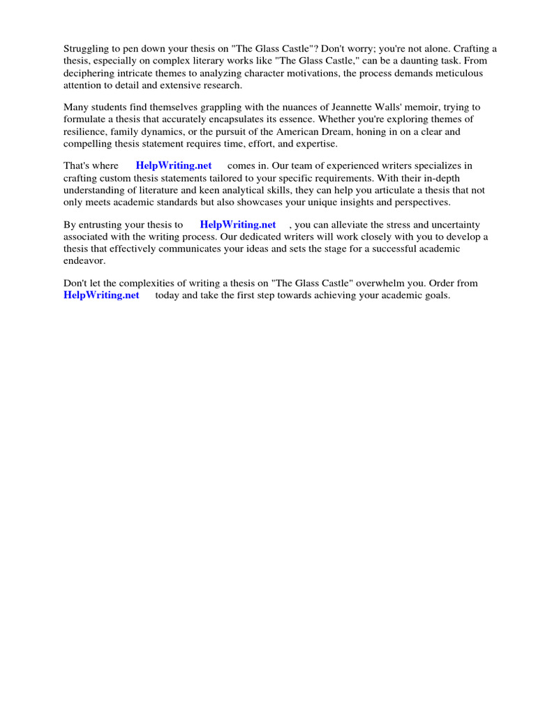 Main Thesis of the Glass Castle | PDF