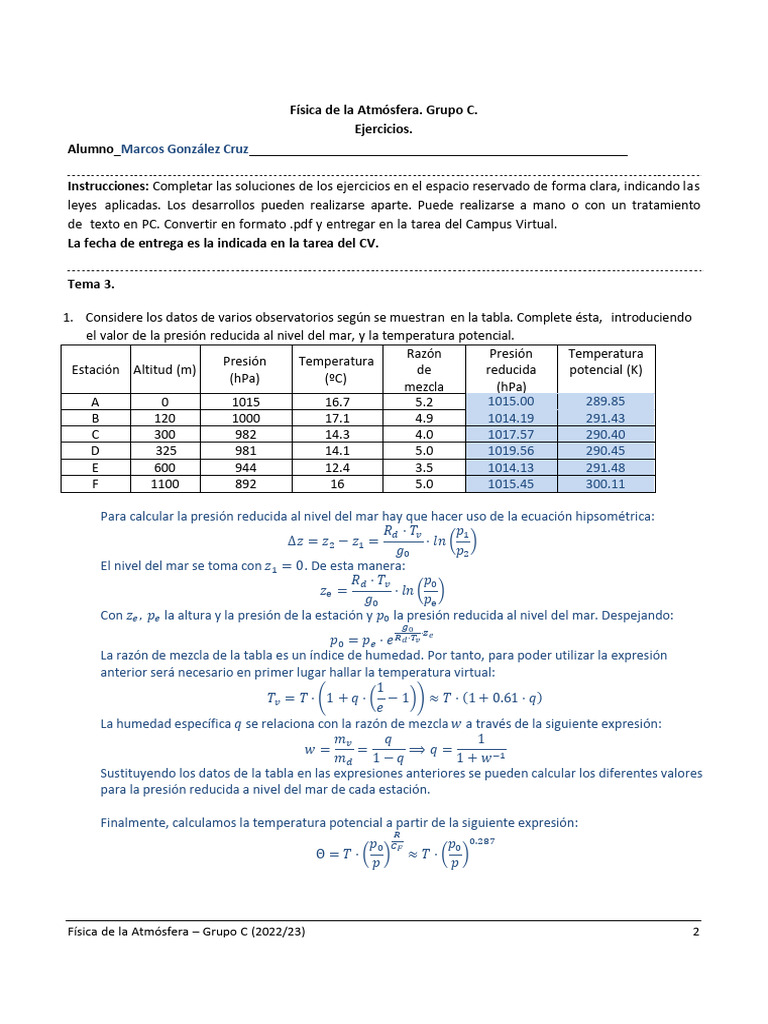 Ejercicios Tema 3 Resueltos | PDF | Humedad | Vapor de agua