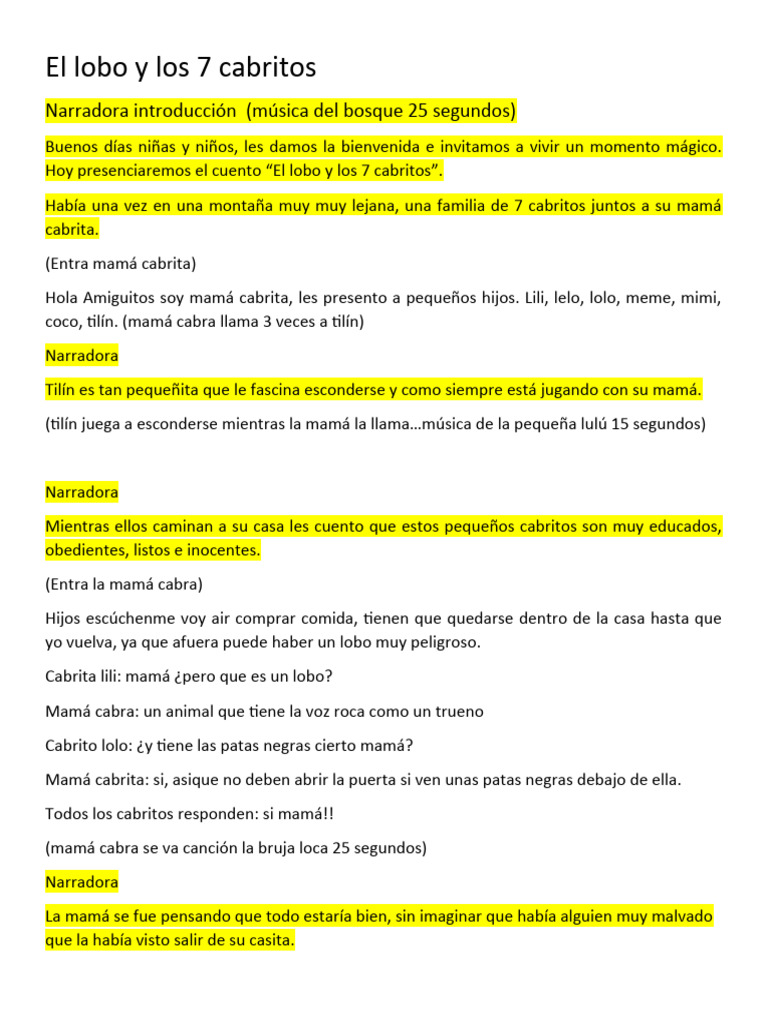 El Lobo Y Los 7 Cabritos Pdf